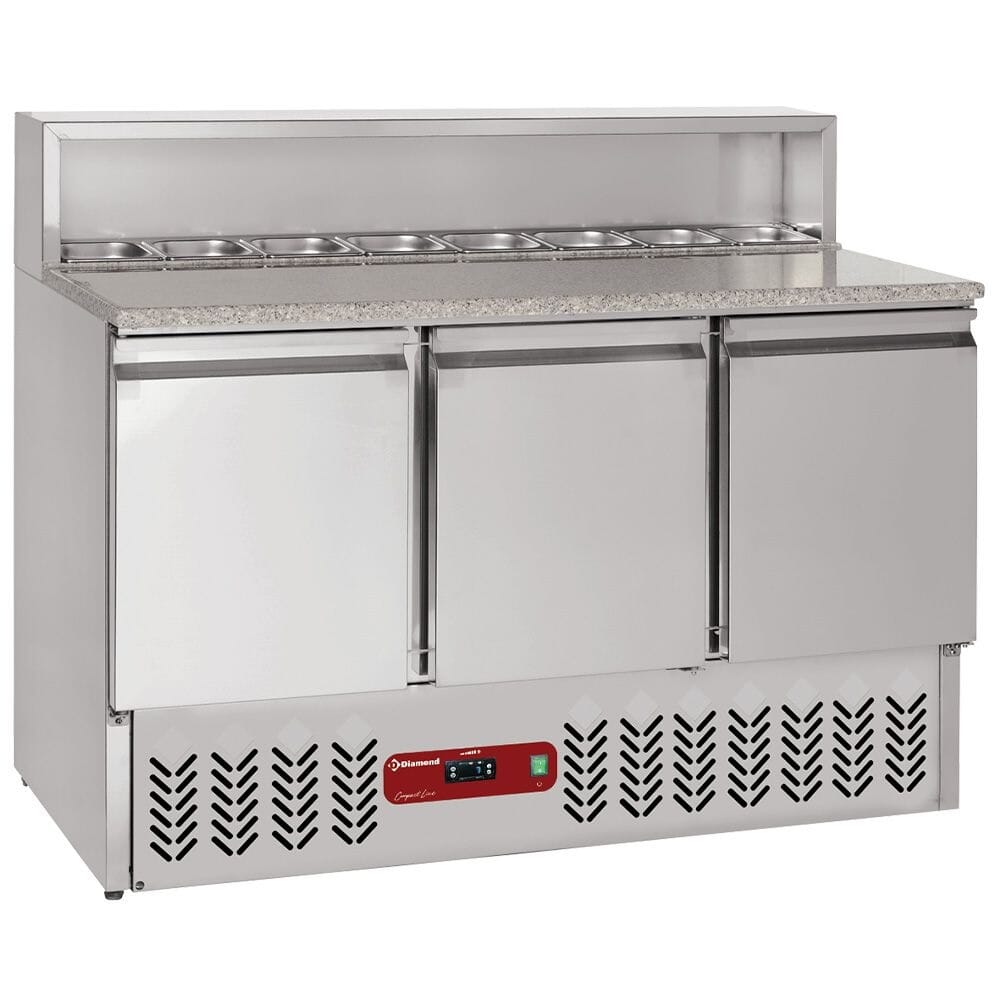 PIZZAKJØLEBENK M/ GARNITYR & 3 DØRER. KAP: 8x 1/6-GN. 2-8°C - SCHEIE ...